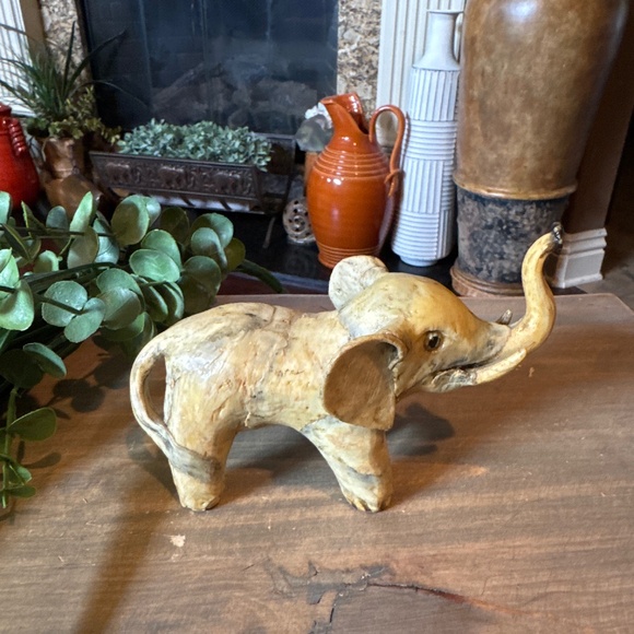 Accents | Elephant Figurine Made From Crushed Oyster Shells With Trunk ...